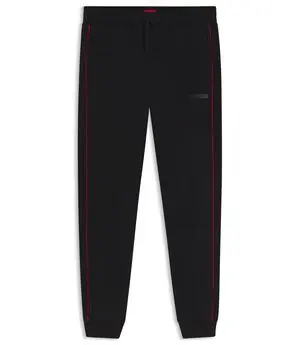 Hugo Contrast-piping Tracksuit Bottoms In Stretch Cotton