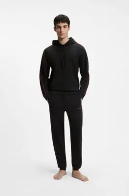 Hugo Contrast-piping Tracksuit Bottoms In Stretch Cotton