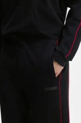 Hugo Contrast-piping Tracksuit Bottoms In Stretch Cotton