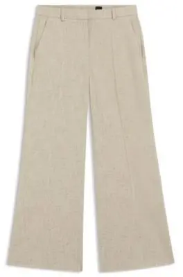 BOSS Cropped Flared-fit Pants In A Slub Weave