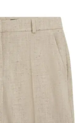 BOSS Cropped Flared-fit Pants In A Slub Weave