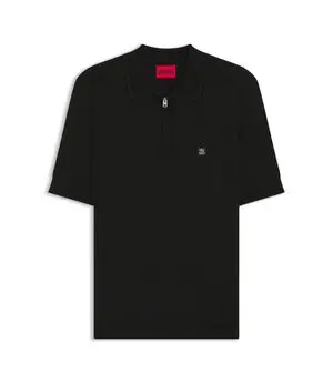 Hugo Knit Polo With Zipper Neck