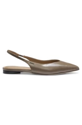 BOSS Leather Slingback Pumps - Beige