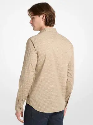 Michael Kors Polka Dot Stretch Cotton Shirt In Size By