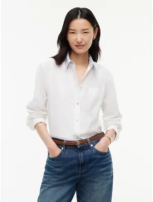 Tommy Hilfiger Boxy Fit Gold-button Poplin Shirt - Optic White
