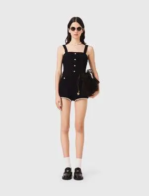 Maje Tweed Playsuit - Black