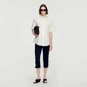 Sandro Oversized Pleated Back Shirt - Ecru