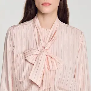 Sandro Striped Tie-neck Shirt