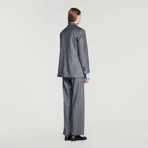 Sandro Checked Wool Jacket With Rhinestones
