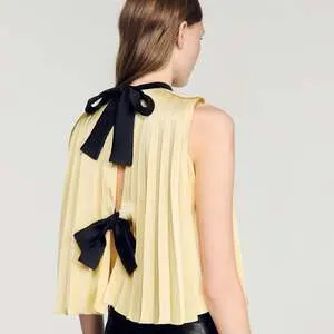 Sandro Pleated Tie-back Top