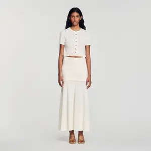 Sandro Pointelle Knit Maxi Skirt