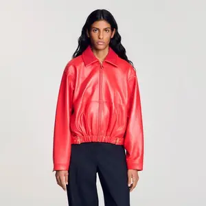 Sandro Leather Jacket With Zip Fastening