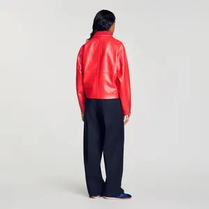 Sandro Leather Jacket With Zip Fastening