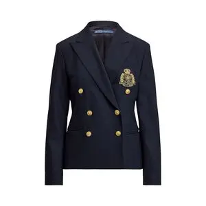 Polo Ralph Lauren Double-breasted Crest-patch Blazer 'rl Navy - Blue