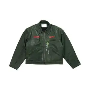 PALY HOLLYWOOD I Am Not Ashamed Leather Work Jacket - Green