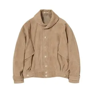 Auralee Silky Grain Suede Blouson 'taupe