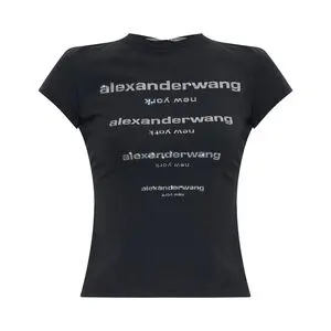 Alexander Wang Hotfix Gradient Logo Fitted Tee 'washed - Black