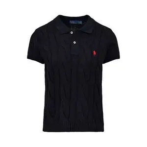 Polo Ralph Lauren Cable Knit Polo Shirt 'polo - Black