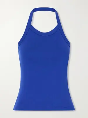 FLORE FLORE Angie Halterneck Organic Cotton-jersey Tank - Blue