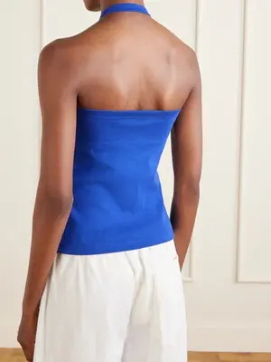 FLORE FLORE Angie Halterneck Organic Cotton-jersey Tank - Blue