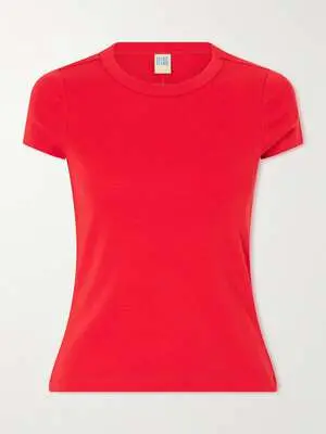FLORE FLORE Car Baby Tee Ribbed Organic Cotton-jersey T-shirt - Red