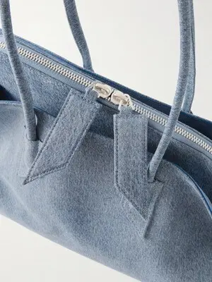 Attico La Passeggiata Medium Asymmetric Denim Shoulder Bag - Blue