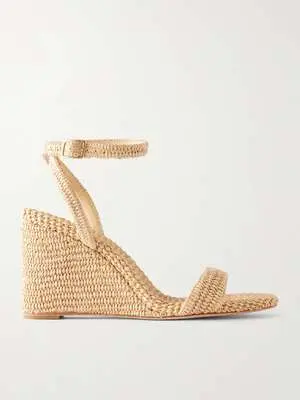 LOEFFLER RANDALL Gavi 40 Raffia Wedge Sandals - Neutral