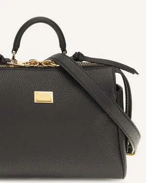Dolce & Gabbana Vittoria Calfskin Top Handle Bag - Black