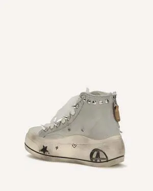 R13 High Top Platform Sneakers With Embellishments
