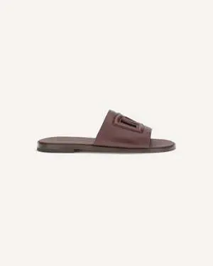 Dolce & Gabbana Grained Leather Cut-out Logo Slides