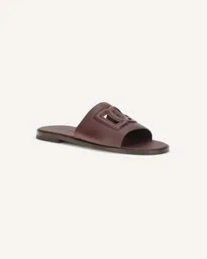 Dolce & Gabbana Grained Leather Cut-out Logo Slides