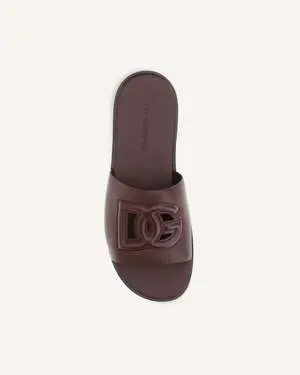 Dolce & Gabbana Grained Leather Cut-out Logo Slides