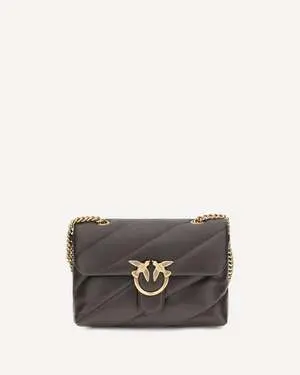 Pinko Love Classic Quilted Leather Shoulder Bag With Chain Strap