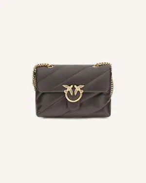 Pinko Love Classic Quilted Leather Shoulder Bag With Chain Strap