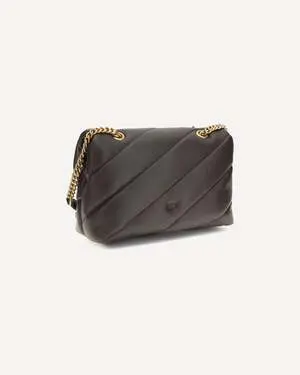 Pinko Love Classic Quilted Leather Shoulder Bag With Chain Strap