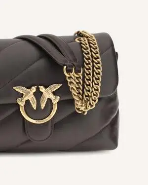 Pinko Love Classic Quilted Leather Shoulder Bag With Chain Strap