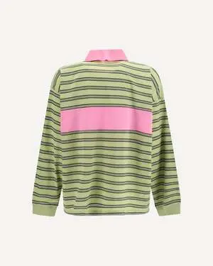 Versace Striped Intarsia Cotton Polo With Embroidered Logo