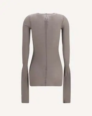 Rick Owens Long-sleeve Ribbed Knit Top - Grey