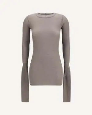 Rick Owens Long-sleeve Ribbed Knit Top - Grey