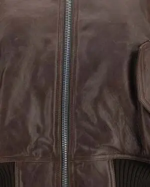 Rick Owens Cropped Leather Bomber Jacket - Brown