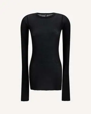 Rick Owens Ribbed Knit Long Sleeve Top - Black