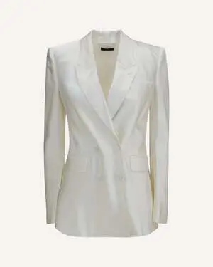 TOM FORD Polka Dot Satin Double-breasted Blazer - Cream