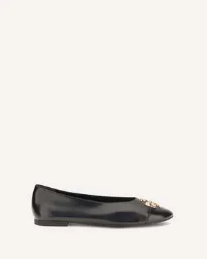 Tory Burch Charlie Leather Ballerinas - Black