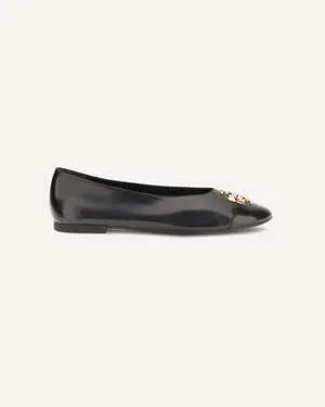 Tory Burch Charlie Leather Ballerinas - Black