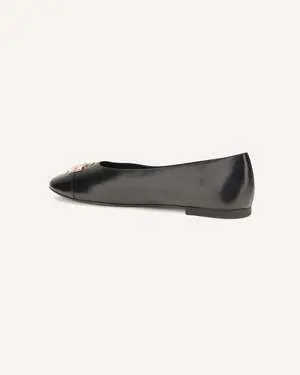 Tory Burch Charlie Leather Ballerinas - Black