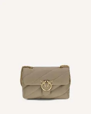 Pinko Love Classic Leather Shoulder Bag - Grey
