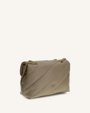 Pinko Love Classic Leather Shoulder Bag - Grey
