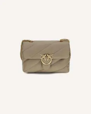 Pinko Love Classic Leather Shoulder Bag - Grey