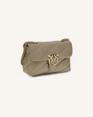 Pinko Love Classic Leather Shoulder Bag - Grey