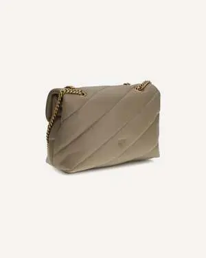 Pinko Love Classic Leather Shoulder Bag - Grey